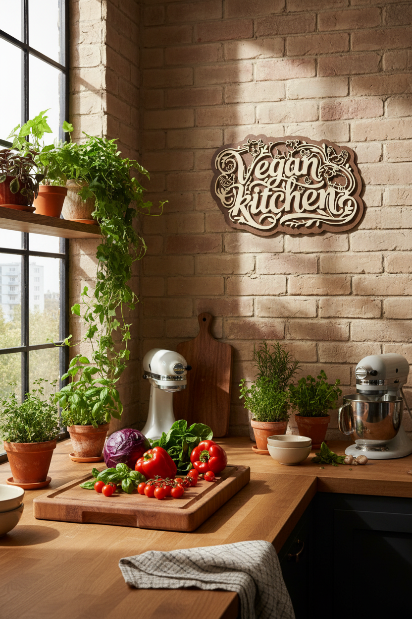 Vegan Kitchen Wall Sign Home Decor | Vegan Home Art – Sarcastic Rhino