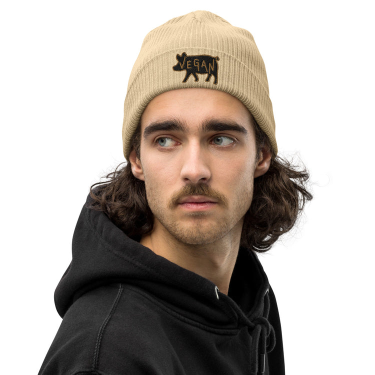 Vegan Beanie Hat | Rib Knit Beanie | Sarcastic Rhino